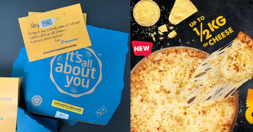 【公开打情骂俏！】Domino’s Pizza情人节大放闪！送全新Mega Cheese Pizza给各大品牌示爱！ | 88razzi