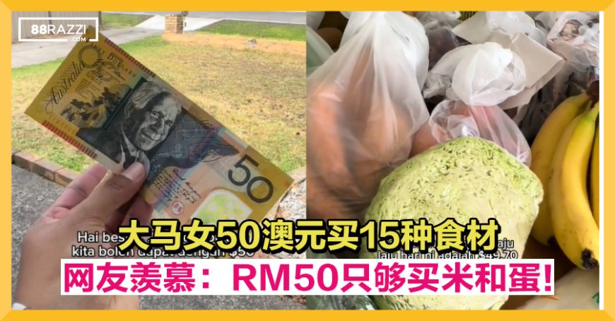 【马币求求你别再跌了！】大马女50澳元买15种食材，网友羡慕：RM50只够买米和蛋！ | 88razzi